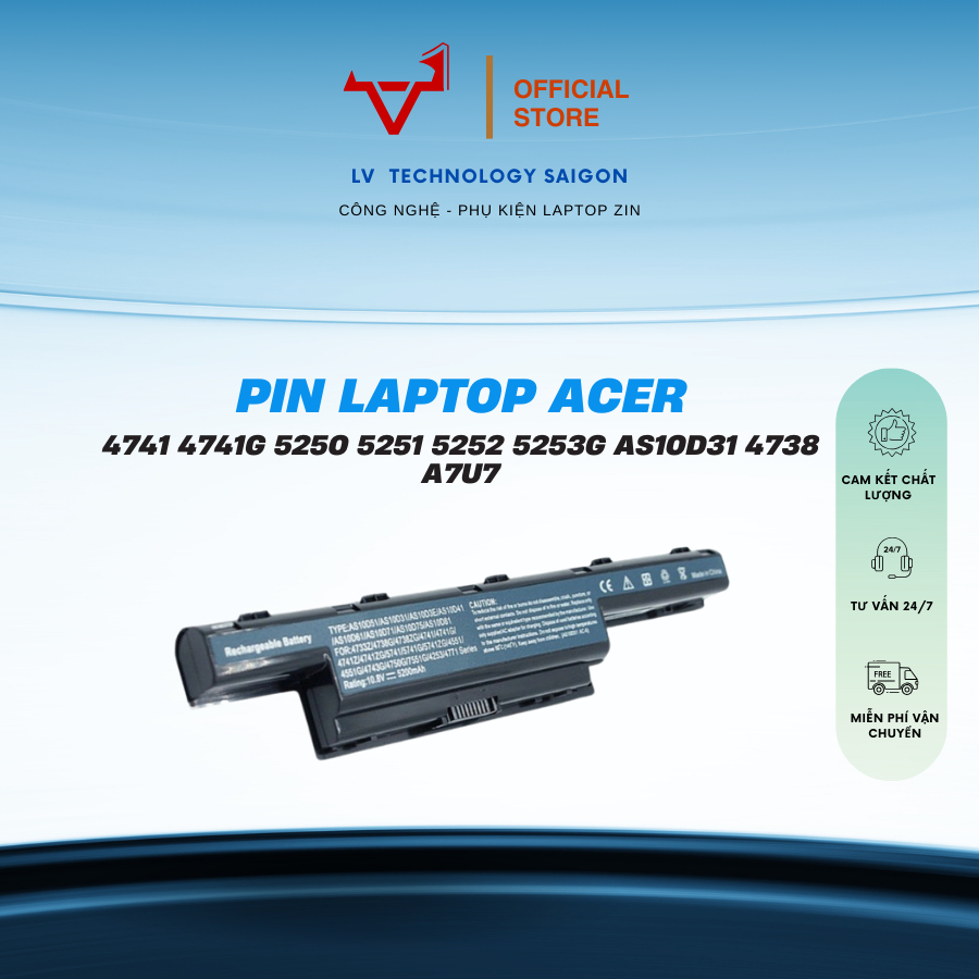 Pin Laptop Acer 4741 4741G 5250 5251 5252 5253G AS10D31 4738 A7U7 ...
