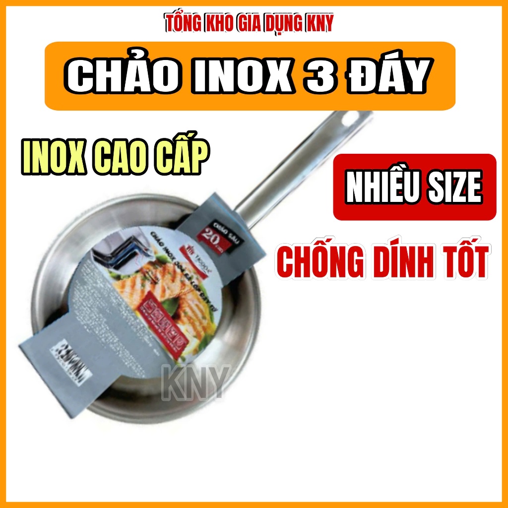 Chảo TICOOK Inox 304 3 Đáy - Chảo đáy từ inox 304 CAO CẤP dùng được bếp ...
