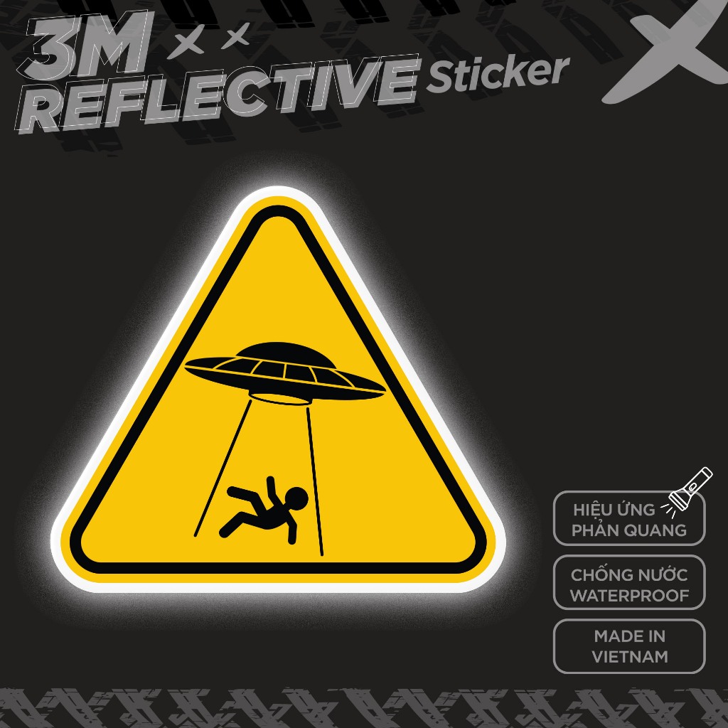 BEWARE ALIEN SIGN 3M - Reflective Sticker Die-cut Hình dán phản quang ...