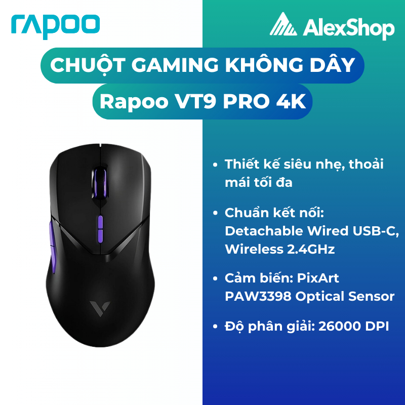 Chuột Gaming Không Dây Rapoo VT9 Pro / Air 4K 26000 DPI Chính Hãng | Shopee Việt Nam