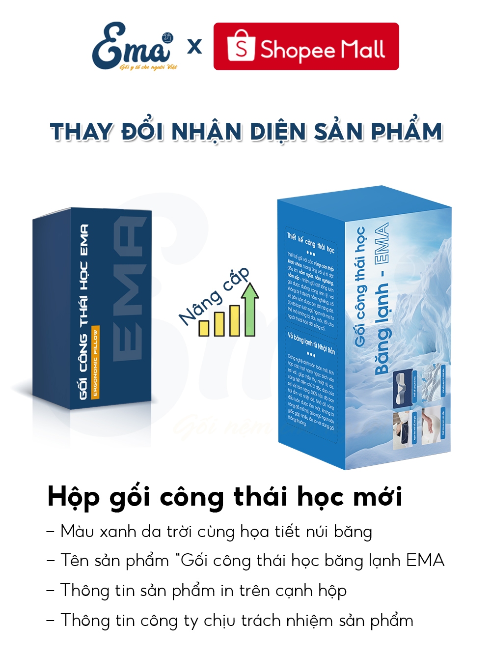 Gối công thái học EMA thế hệ thứ 2 - Chống đau cổ vai ngáy, chống ngủ ...