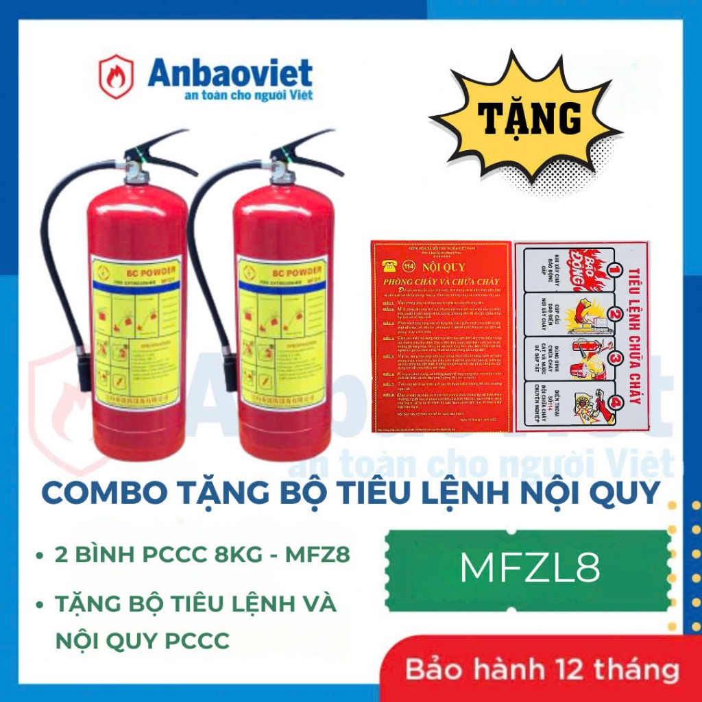 Combo 2 bình chữa cháy bột ABC Powder 8kg - MFZL8, Tặng kèm bộ Tiêu ...