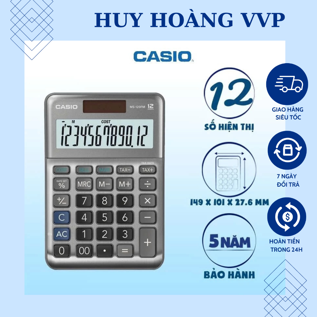 Máy Tính Casio MS-120FM Cỡ Nhỏ Tính Tiền Cơ bản BẢO HÀNH 7 NĂM | Huy Hoang Vpp | Shopee Việt Nam