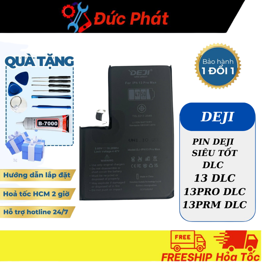 Pin Deji 13/ 13PRO/ 13PRM Dung lượng cao (TẶNG KÈM KEO VÀ TOOLS SỬA ...