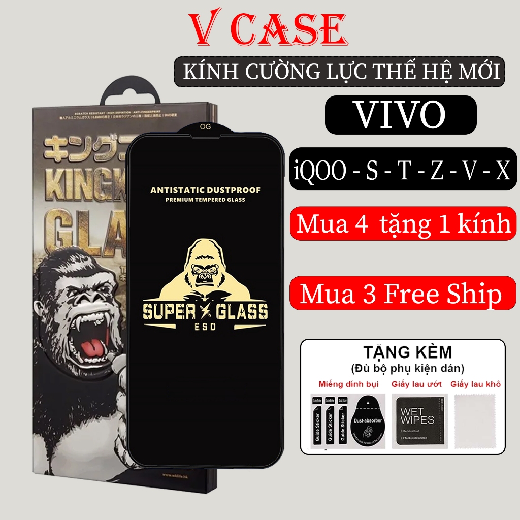 Kính Cường Lực Full Màn cho Vivo iQOO Neo 3 5G,5,6 SE,Z3,Z5,Z9,S1 Pro,S9,S12,S15,T1X,T2X,V15,V20 ...
