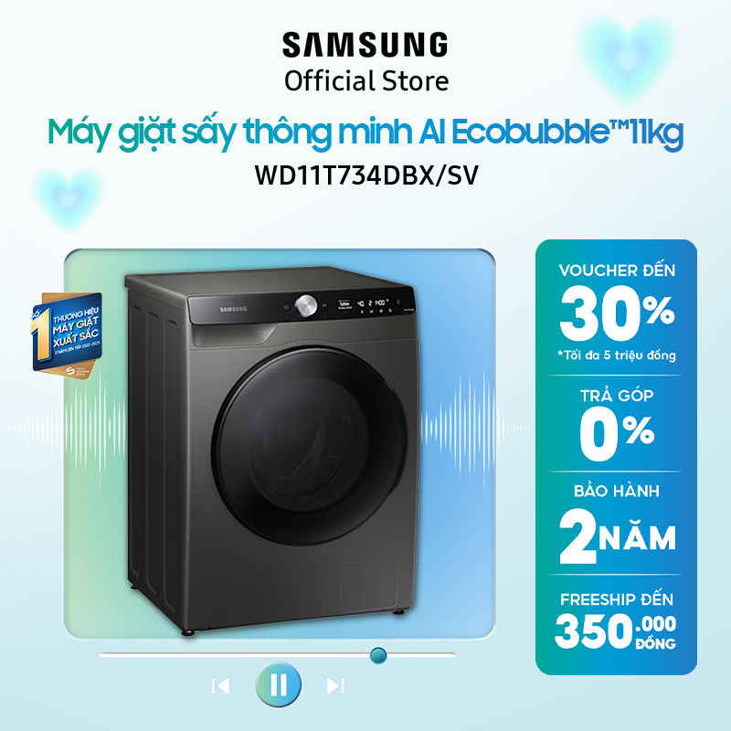 Máy giặt sấy Samsung AI Ecobubble Inverter WD11T734DBX/SV - Miễn phí lắp đặt | Shopee Việt Nam