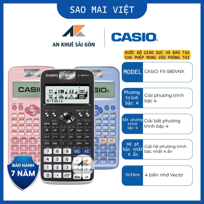 [Chính Hãng] Máy tính Casio FX-580VNX - Bảo Hành Điện Tử 7 năm [Được ...