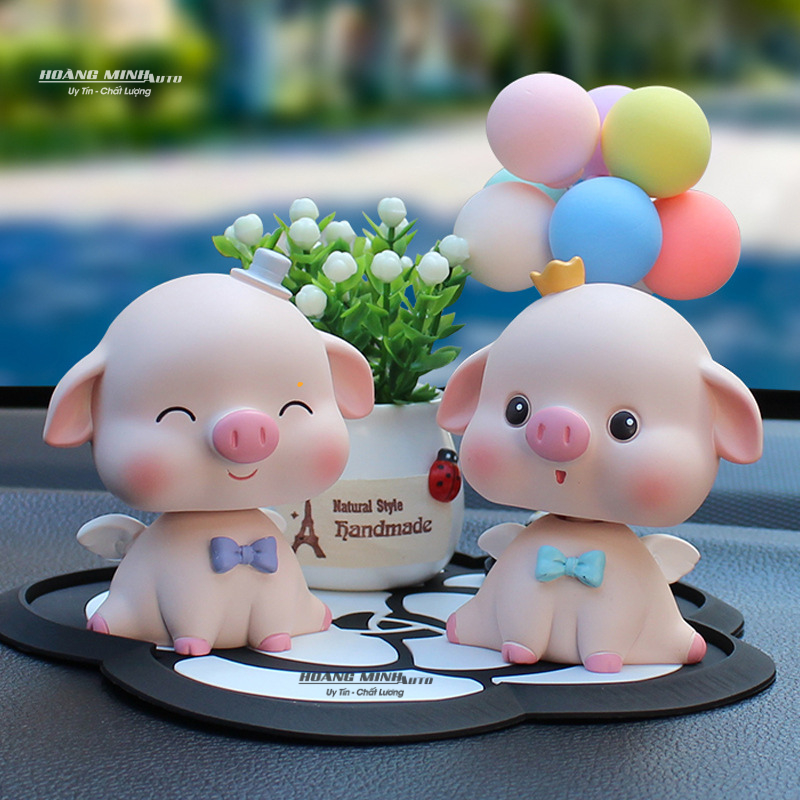 Set heo vui vẻ dễ thương, trang trí taplo xe ô tô, trang trí bàn làm ...