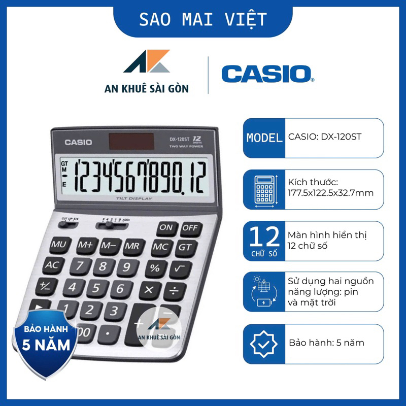 [Chính Hãng] Máy tính Casio DX-120ST - Thông dụng cho cửa hàng, kế toán ...