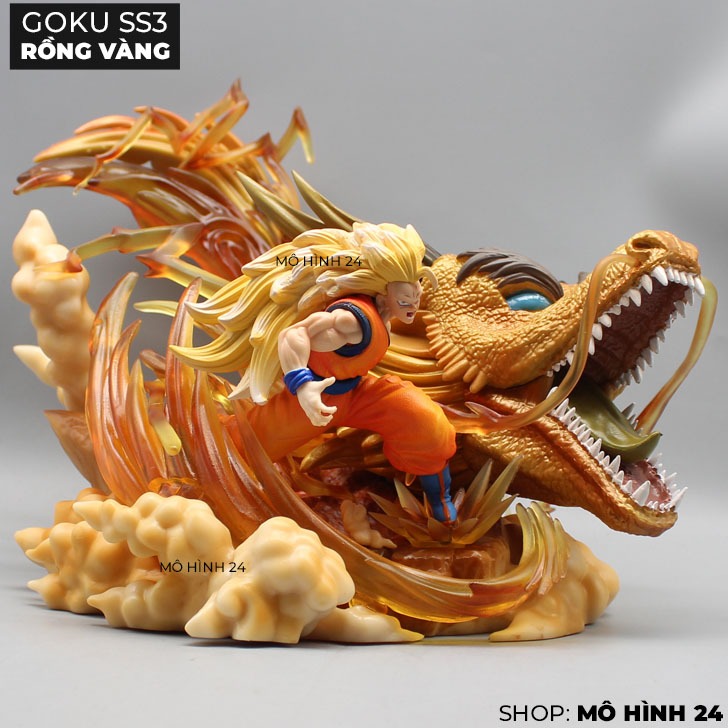 [33X23CM] Mô hình Goku SS3 Rồng Vàng Last Sleep Songoku Super Saiyan 3 ...