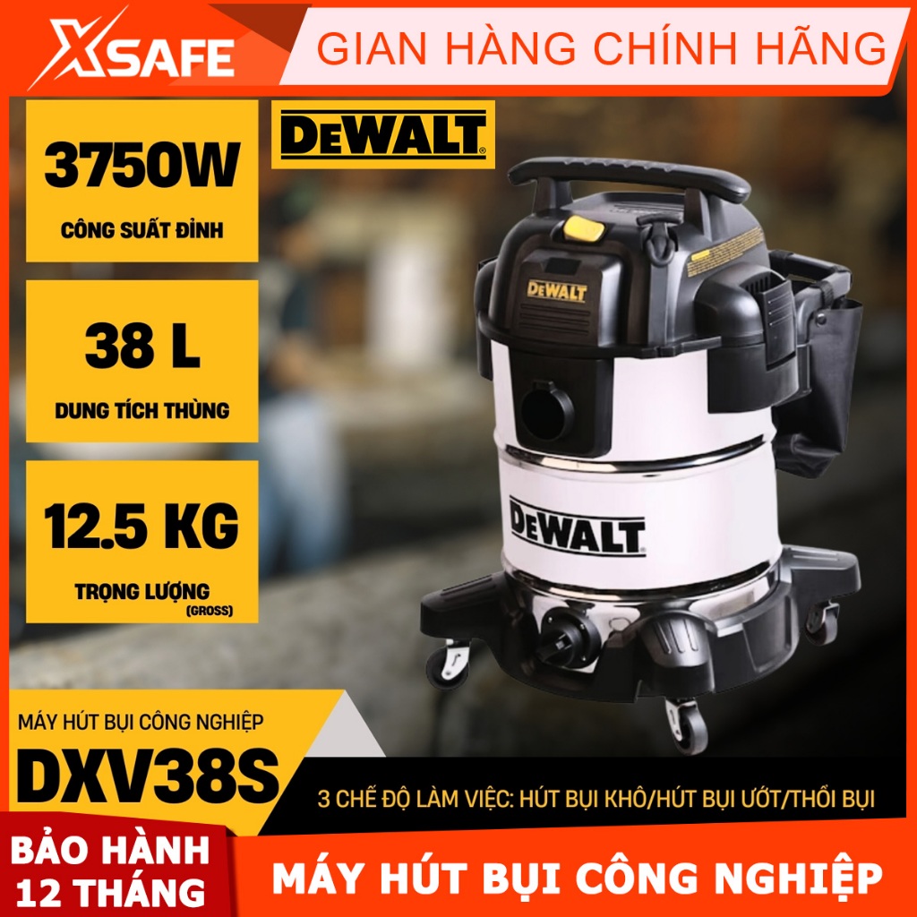 Máy hút bụi công nghiệp 3IN1 DEWALT DXV38S 3750W dung tích bình chứa ...