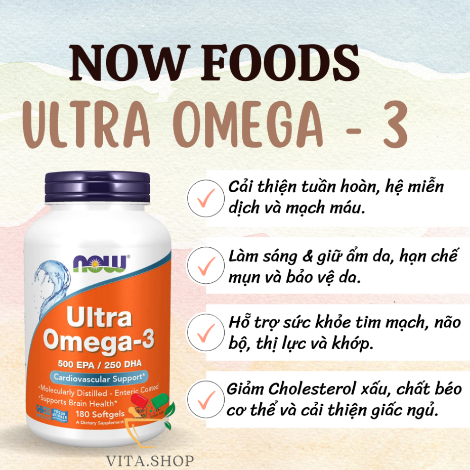 Now Ultra Omega 3 500 EPA / 250 DHA Viên uống dầu cá Omega-3 180 viên ...