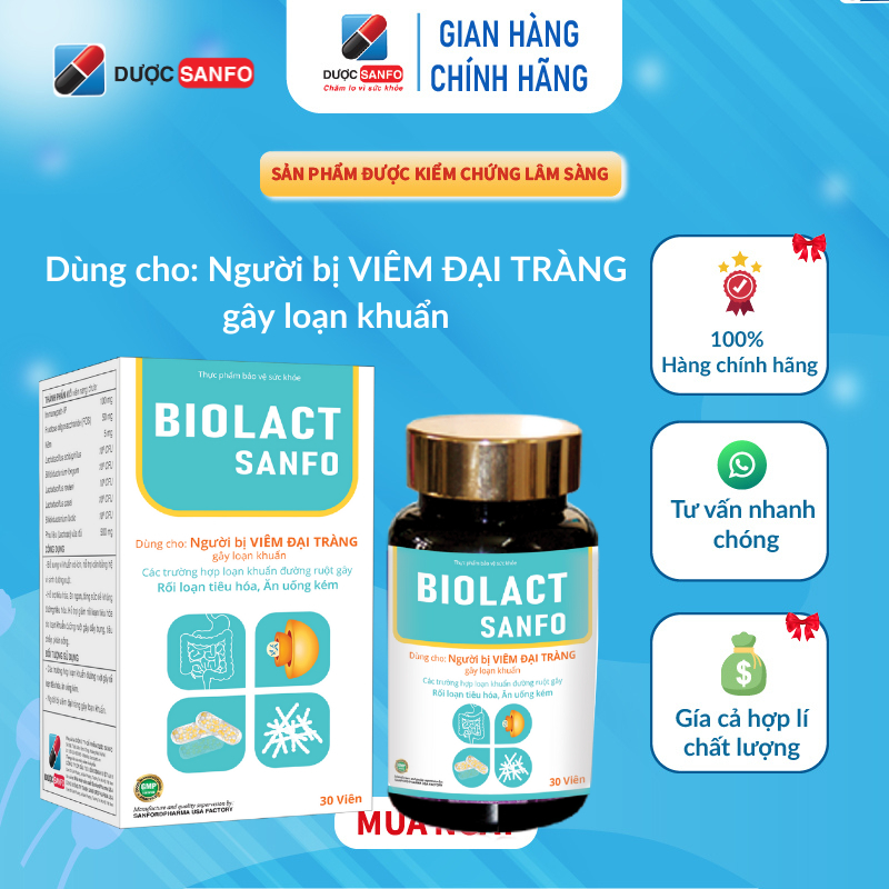 Biolact Sanfo, Hộp 30 Viên, Men vi sinh bổ sung lợi khuẩn cho đường ...