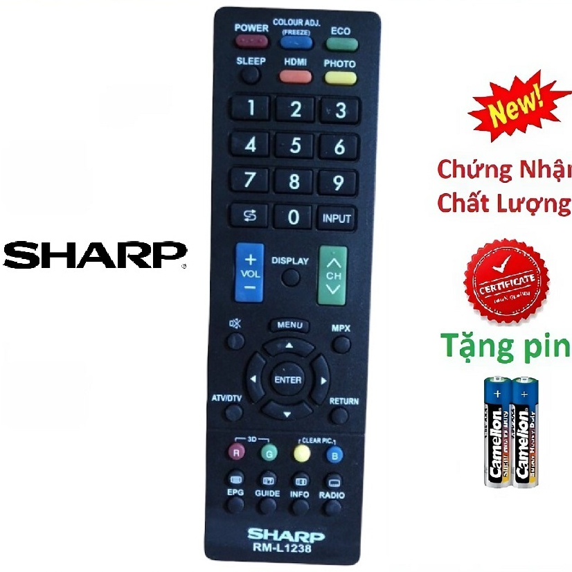 Điều khiển tivi Sharp RM-L1238 thay thế cho tất cả các dòng điều khiển Sharp LED LCD hiện nay ...