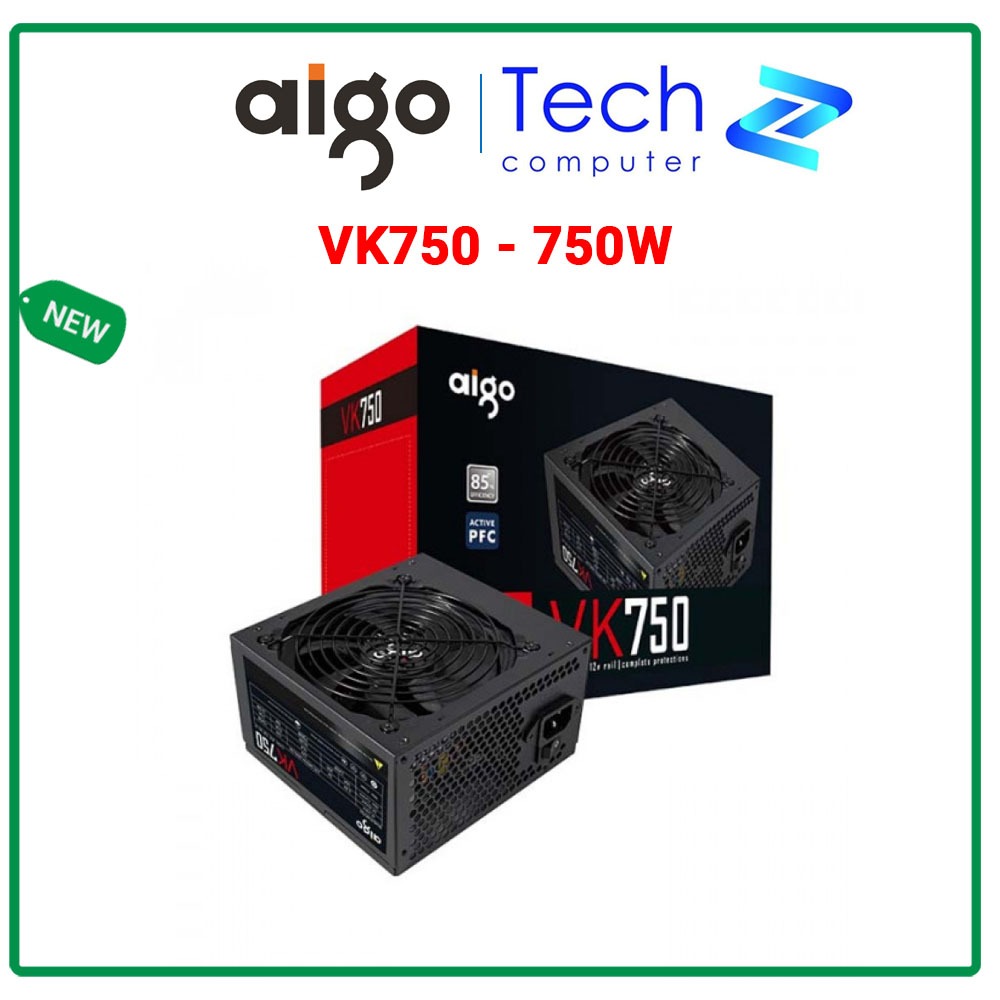 Nguồn máy tính AIGO VK750 - 750W (85 Plus/ Active PFC/ Single Rail ...