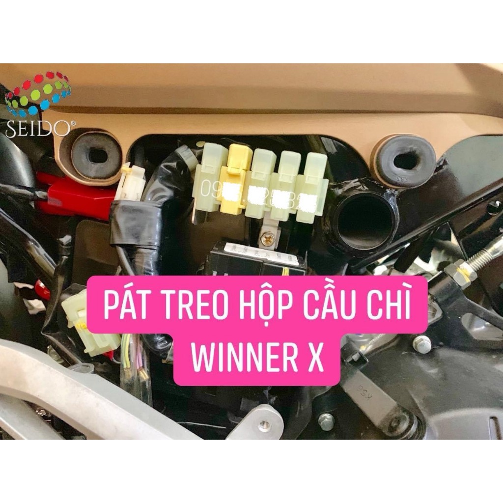 Pát inox 304 treo hộp cầu chì trên winner X - dùng cố định hộp cầu chì ...