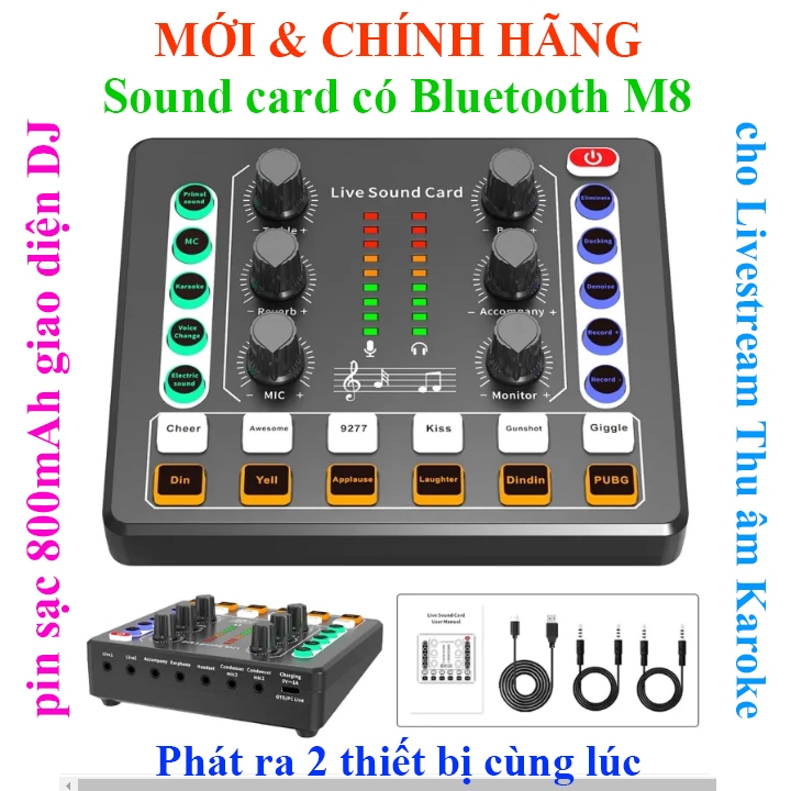 Sound card âm thanh có Bluetooth Phát ra 2 thiết bị cùng lúc Pin 800mAh ...