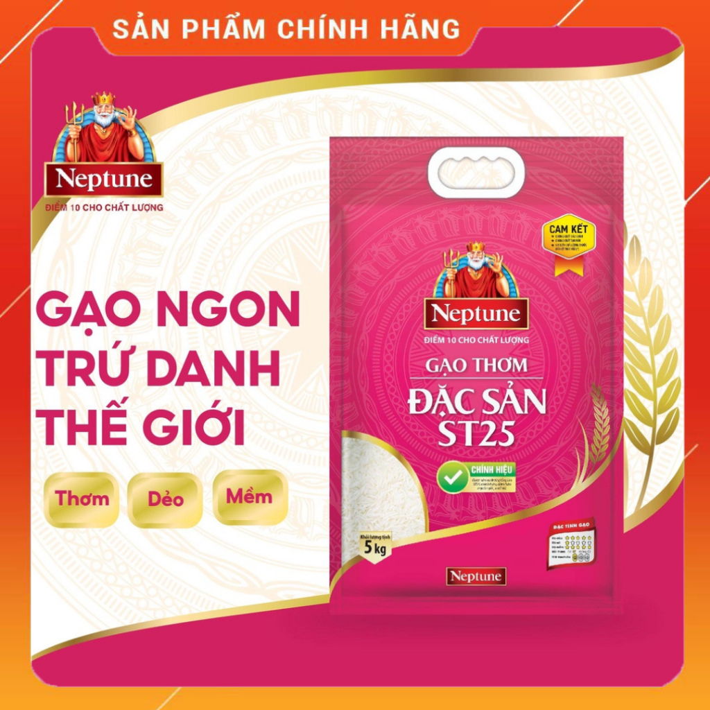 Gạo Thơm Đặc Sản ST25 Neptune túi 5kg " giải nhất cuộc thi Gạo ngon ...