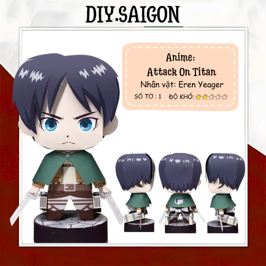 [Attack On Titan] - Mô hình giấy Anime Chibi Eren Yeager | Shopee Việt Nam