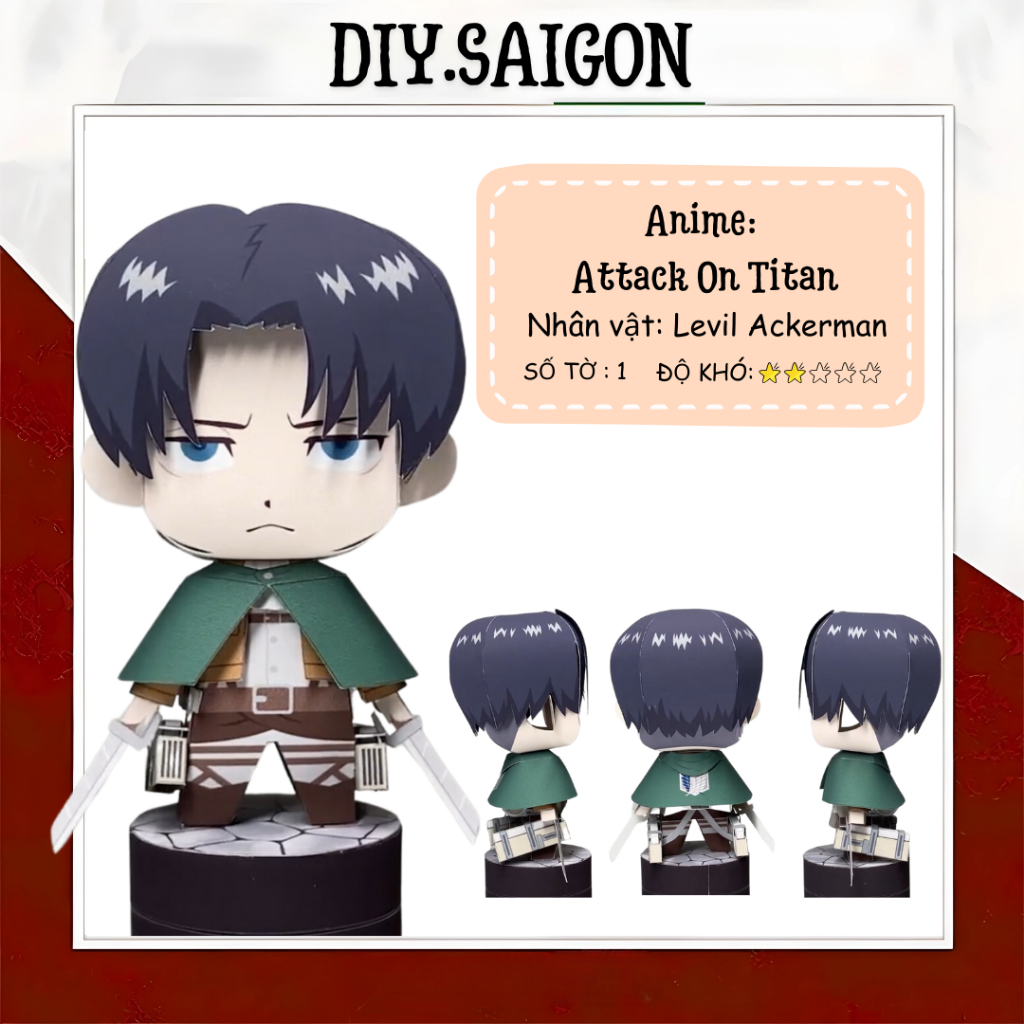 [Attack On Titan] - Mô hình giấy Anime Chibi Levil Ackerman | Shopee ...
