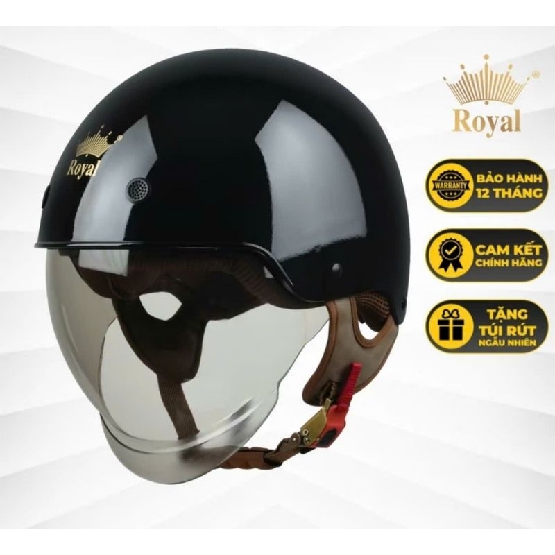 [CHO XEM HÀNG] Mũ bảo hiểm 1/2 đầu kính âm Royal M239 đen bóng - Mũ bảo ...