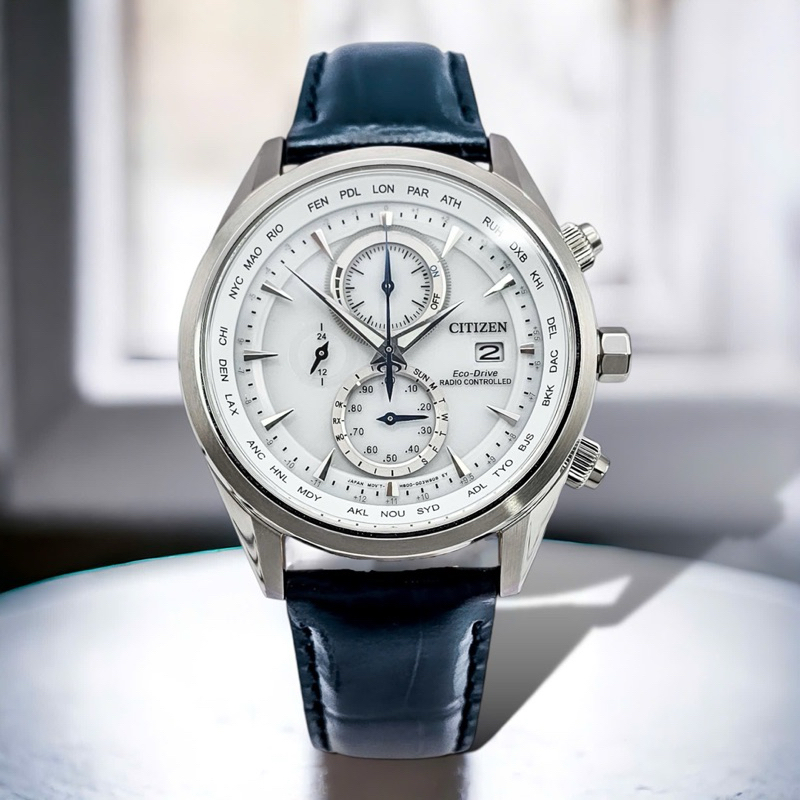 ĐỒNG HỒ NAM Citizen AT8260-18A Eco-Drive Radio Controlled Blue Leather ...
