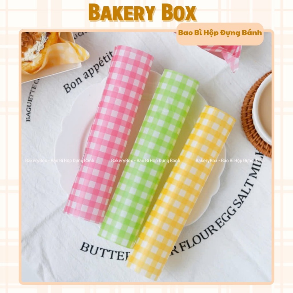 100 Giấy Lót Bento Hoạ Tiết Caro Nhiều Màu Ngẫu Nhiên, Giấy Quấn Bánh ...