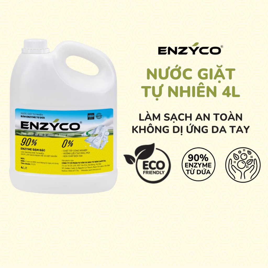 Nước Giặt Sinh Học ENZYCO Lành Tính 90% Enzyme Từ Dứa 4L | Shopee Việt Nam