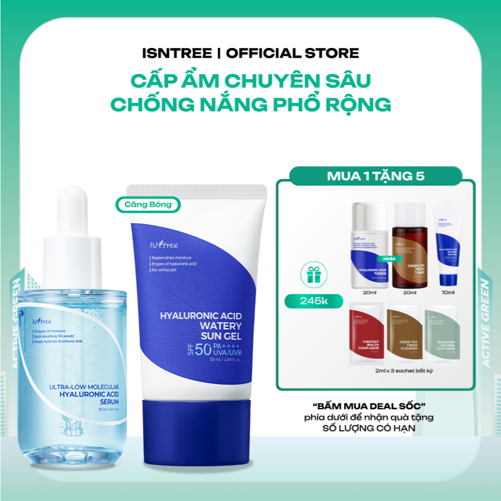 Combo Tinh chất Instree Ultra-low Molecular 50ml+Gel Chống Nắng ...