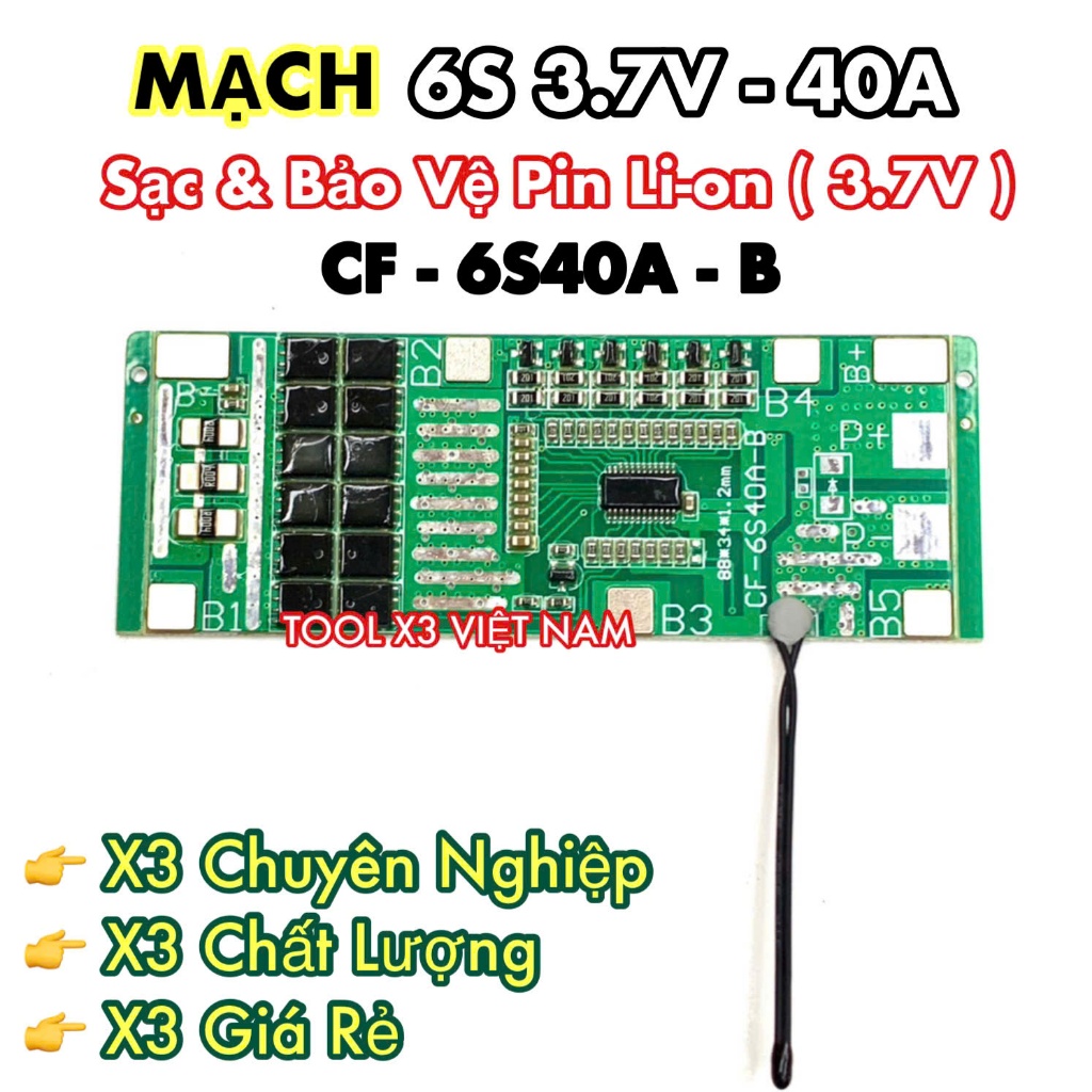 Mạch sạc và bảo vệ pin Li-on 6S 3.7V - 40A CF (ToolVN) | Shopee Việt Nam