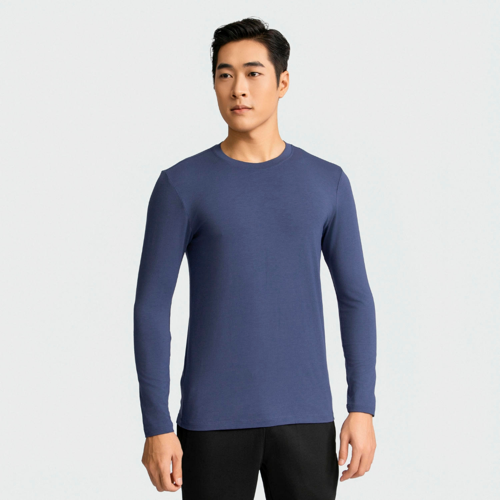 INSIDEMEN Áo Giữ Nhiệt Dài Tay Nam Thiết Kế Cổ Tròn Bo Rib Form Body ...