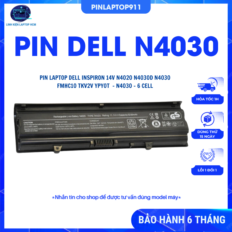 Pin Laptop DELL Inspiron 14V N4030 N4020 M5030 M4050 FMHC10 TKV2V YPY0T ...