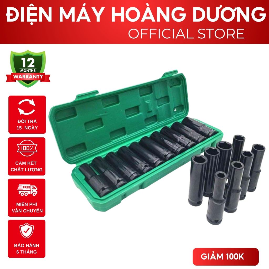 Bộ 10 đầu khẩu, đầu túyt Cao Cấp dùng cho máy siết bulong 1/2 8-24mm | Shopee Việt Nam