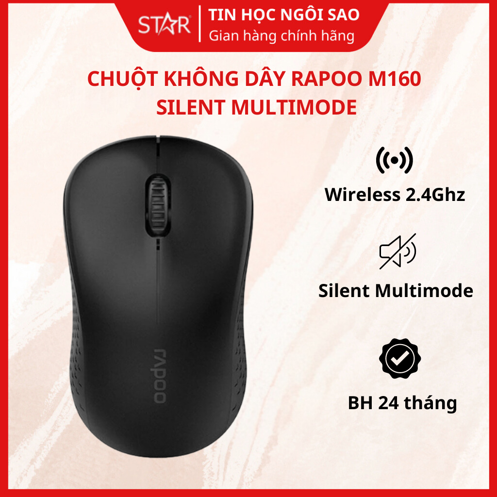 Chuột Không Dây Rapoo M160 Silent Multimode | Đen, Không Dây - Bảo hành 24 tháng | Shopee Việt Nam