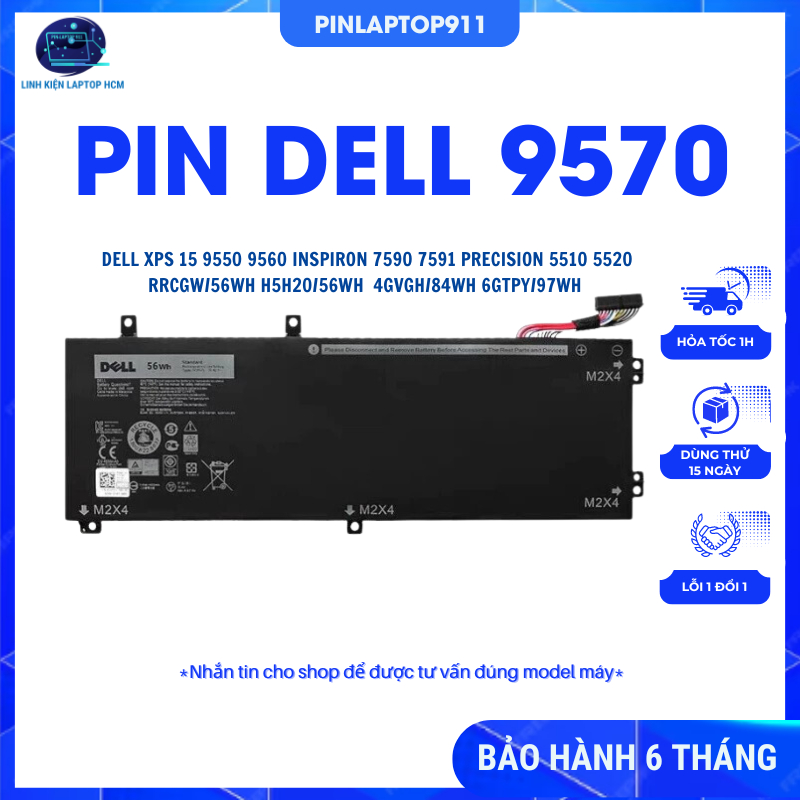 Pin Laptop Dell XPS 15 9550 9560 Inspiron 7590 7591 Precision 5510 5520 ...