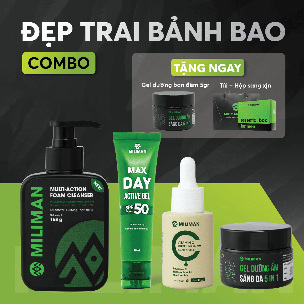 |Tặng Gel Dưỡng Da 5g] Combo Da Sáng Bảnh Bao Gồm Sữa Rửa Mặt và Gel Dưỡng Da Chống Nắng 4 in 1 ...