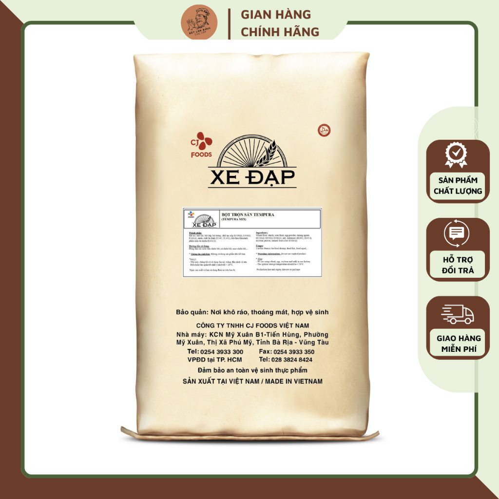 Bột trộn sẵn Tempura hiệu Xe Đạp loại 10 kg, bột chiên giòn các món hải ...