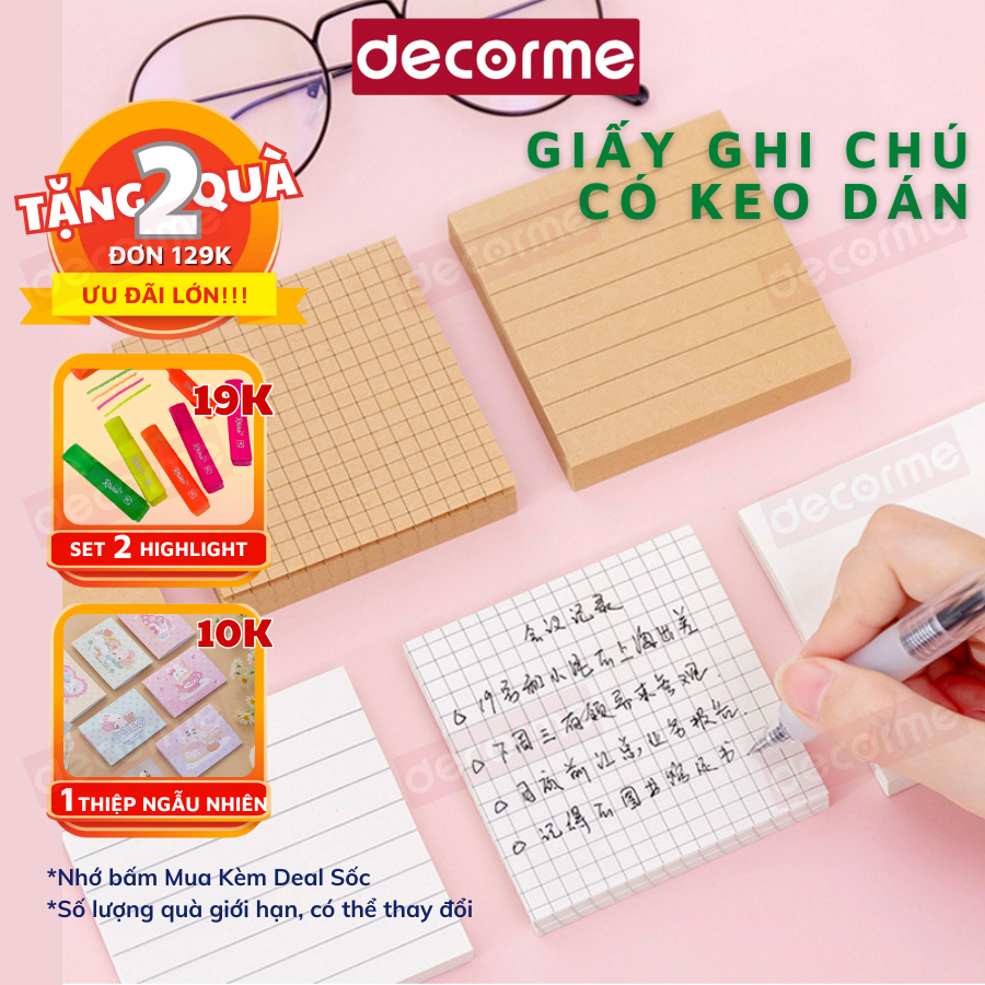 Giấy note giấy nhớ basic KRAFT DecorMe phong cách vintage Hàn Quốc giúp ...