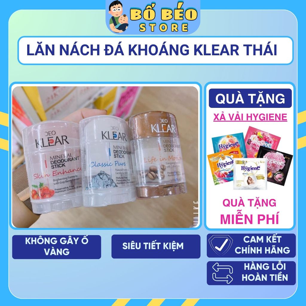 Lăn Nách Đá Khoáng DEO KLEAR 70g Thái Lan Ngăn Mùi Không Ố Vàng | Shopee Việt Nam