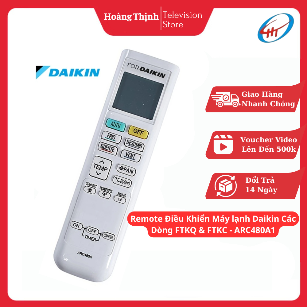 (Tặng kèm quà)REMOTE ĐIỀU KHIỂN MÁY LẠNH DAIKIN ARC480A1 INVERTER DÒNG ...