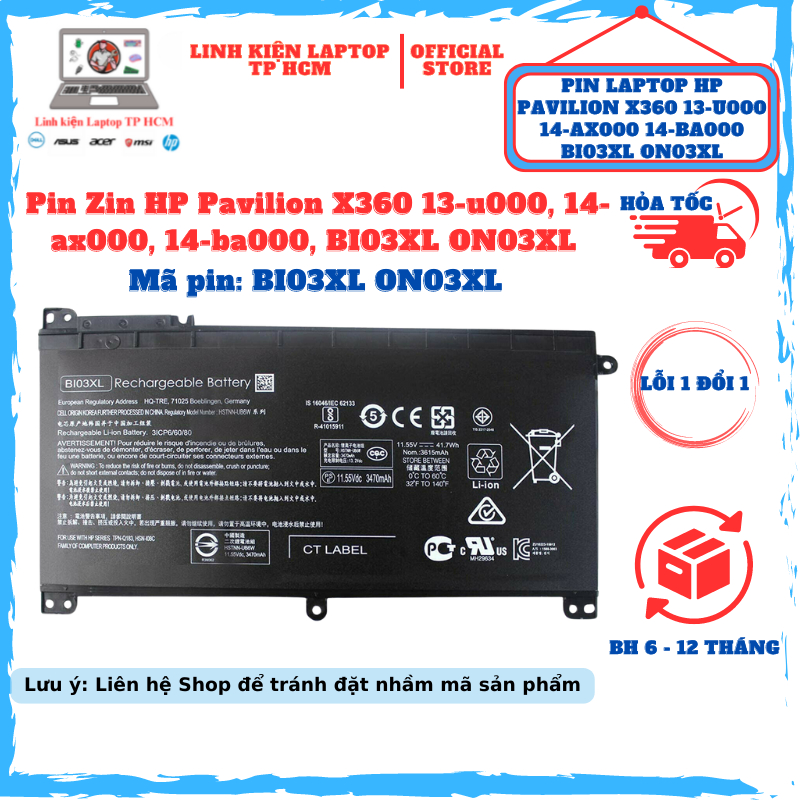 Pin Zin HP Pavilion X360 13-u000, 14-ax000, 14-ba000, BI03XL ON03XL - 3 ...