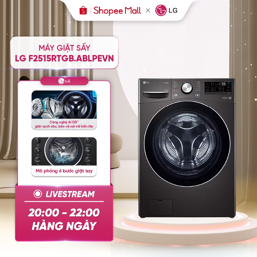 Máy giặt sấy lồng ngang LG AI DD™ Inverter 15kg màu đen F2515RTGB, Chính hãng - lg.vietnam ...