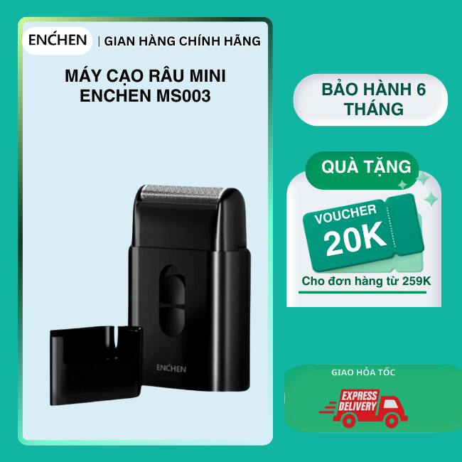 Máy cạo râu mini Enchen MS003 lưỡi dao tự mài, tích hợp tông đơ, pin ...