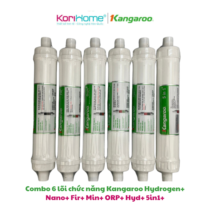 Combo 6 lõi chức năng Kangaroo Hydrogen+ bao gồm Nano+ Fir+ Min+ ORP+ Hyd+ 5in1+ dùng cho các ...