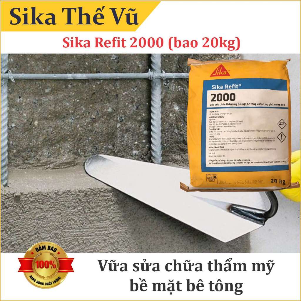Sika - Vữa sửa chữa thẩm mỹ bề mặt bê tông - Sika Refit 2000 (Bao 20kg ...