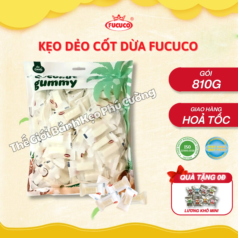 Kẹo Dẻo Dừa FUCUCO Túi 810g Phủ Cơm Dừa Vị Ngọt Thơm Nước Cốt Dừa Ngon ...
