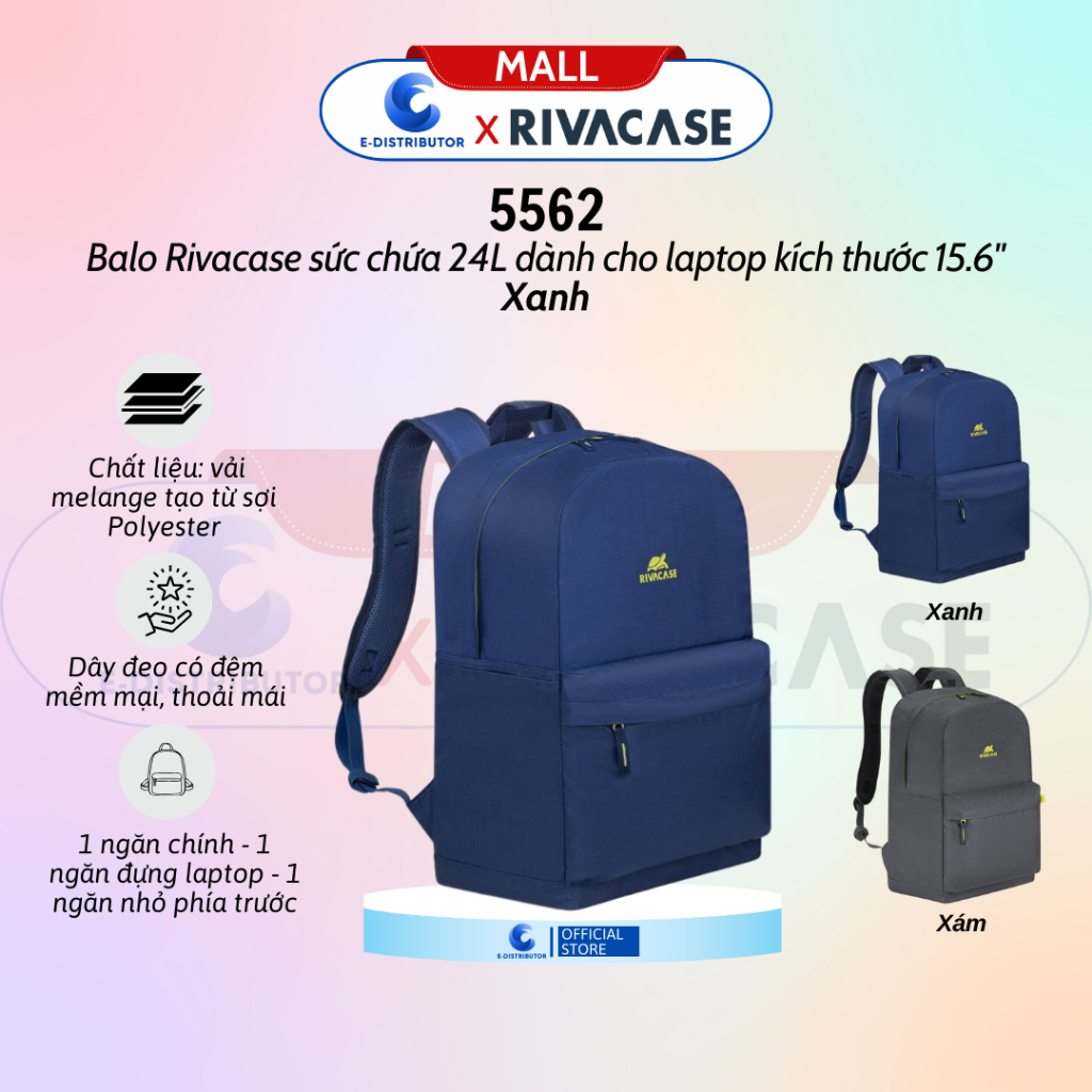 Balo Rivacase 5562 sức chứa 24L dành cho laptop 15.6" - Hàng chính hãng ...
