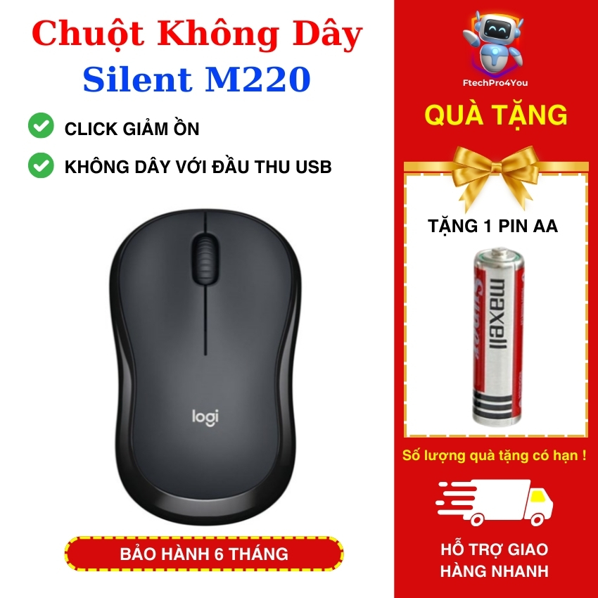 Chuột máy tính logitech không dây văn phòng gaming FTECHPRO4YOU M220 ...