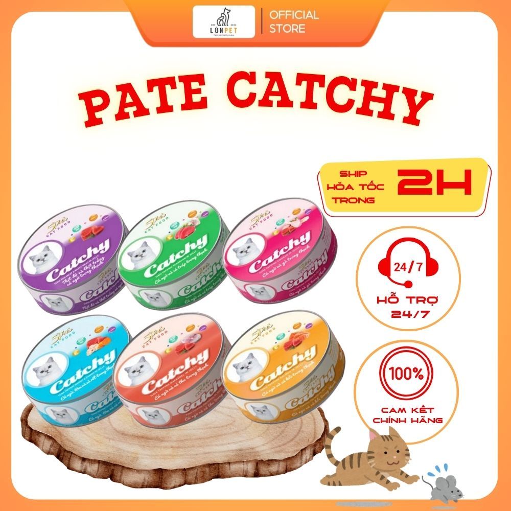 [Combo 10 lon] Pate Catchy Dành Cho Mèo 6 Vị Khác Nhau Lon 160gr, Thức ...