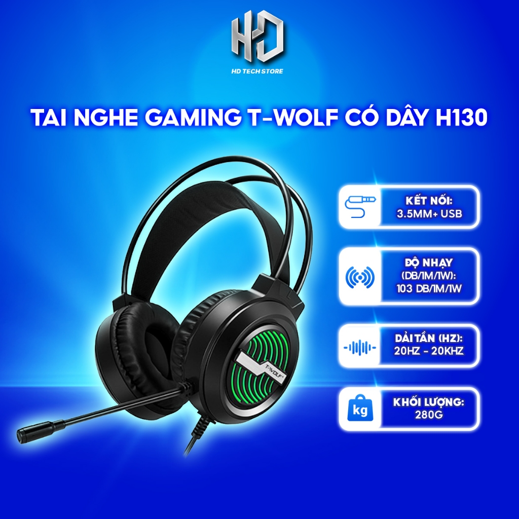 Tai nghe Gaming T-Wolf H130 có dây mang đến trải nghiệm âm thanh nghe ...
